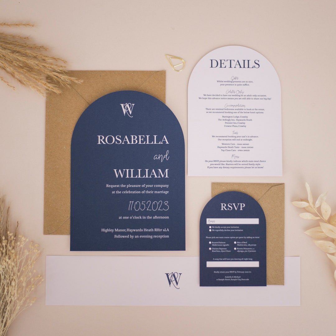 Arched Wedding Invitation Set, Personalised Wedding Invitation Bundles ...