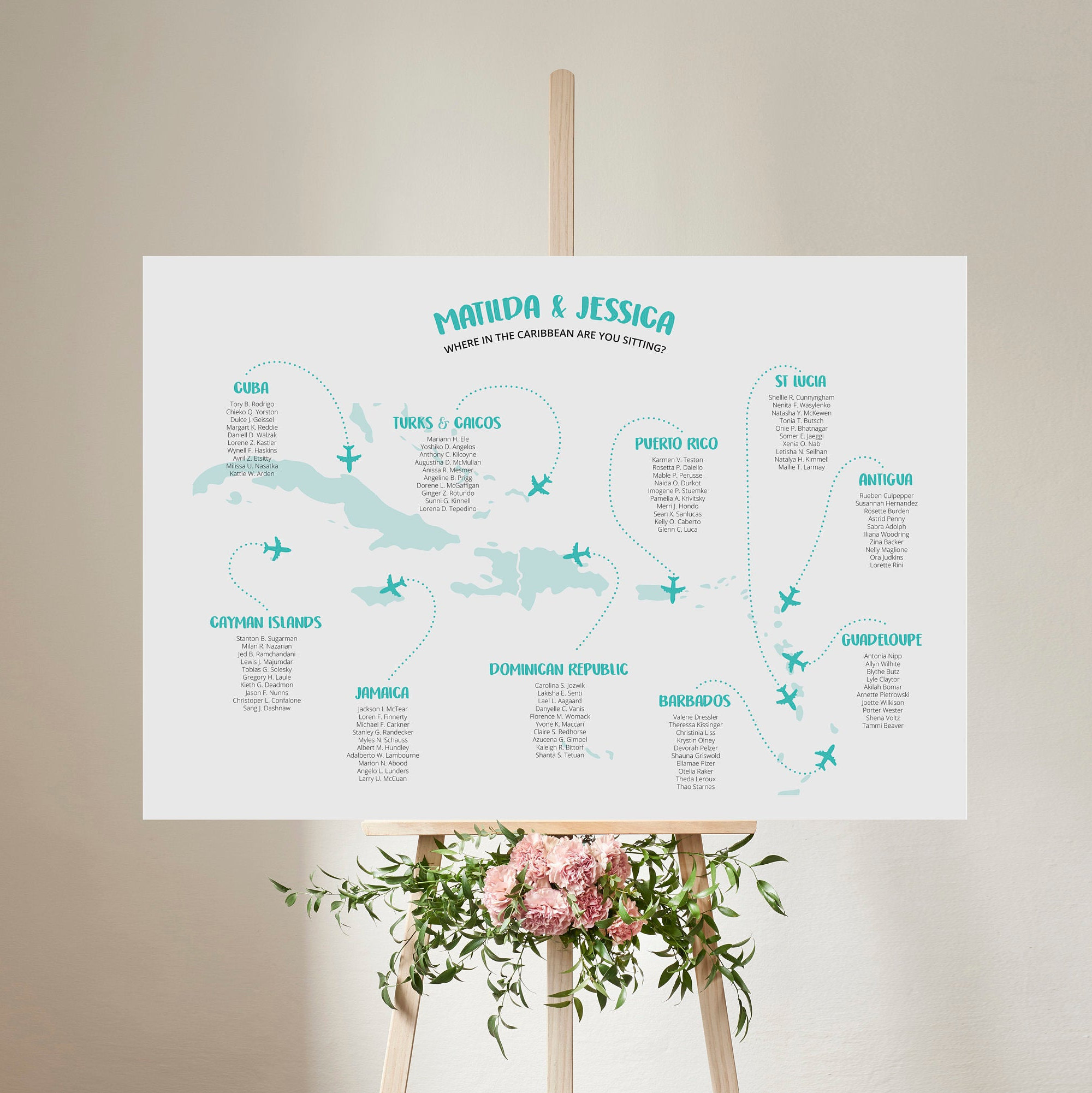 Caribbean Island Seating Chart Destination Wedding Travel - Etsy