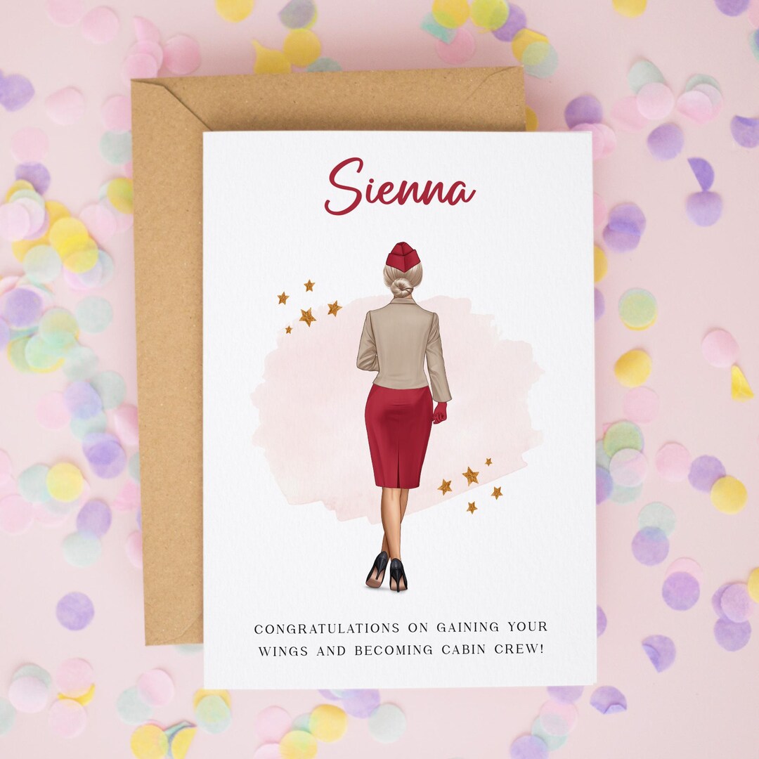 Personalised Congrats Air Hostess Card, Cabin Crew Cards ...