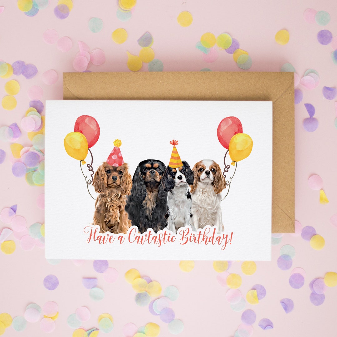 Cavalier Birthday Card, Cavalier King Charles Spaniel Card, Happy ...