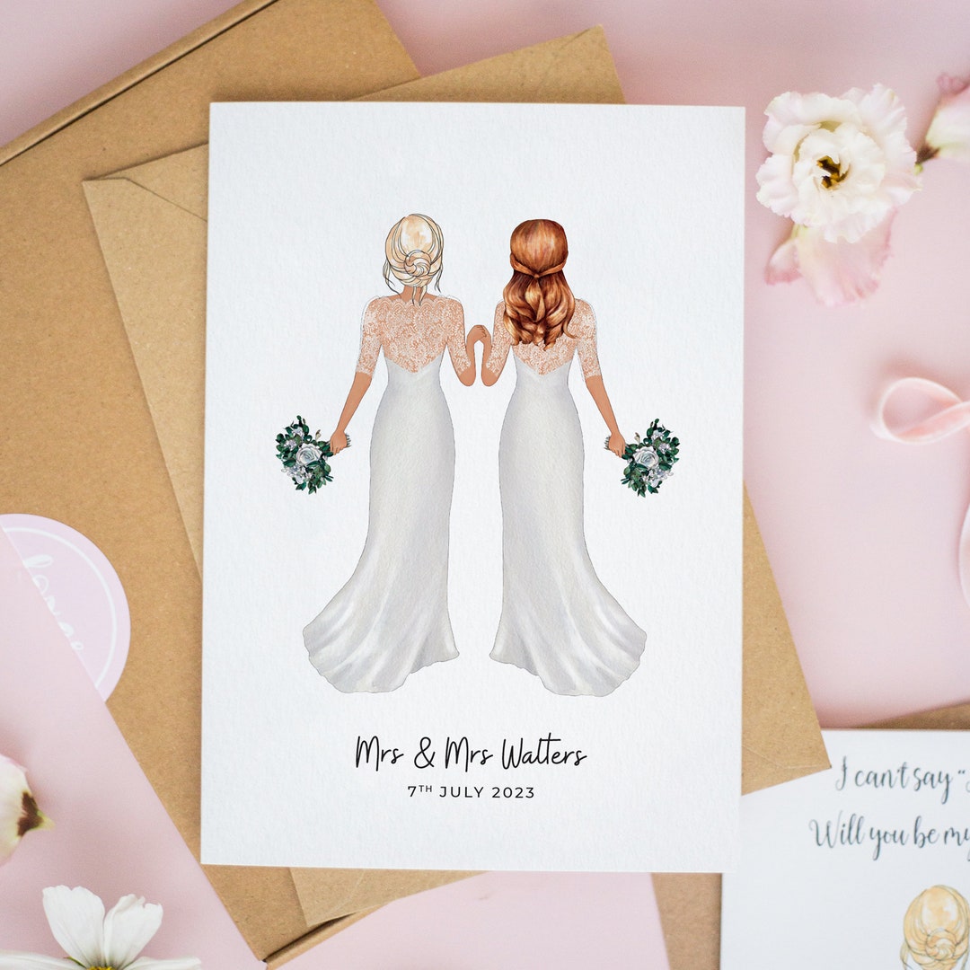 Personalised Mrs And Mrs Wedding Card Two Bride Wedding Card To My