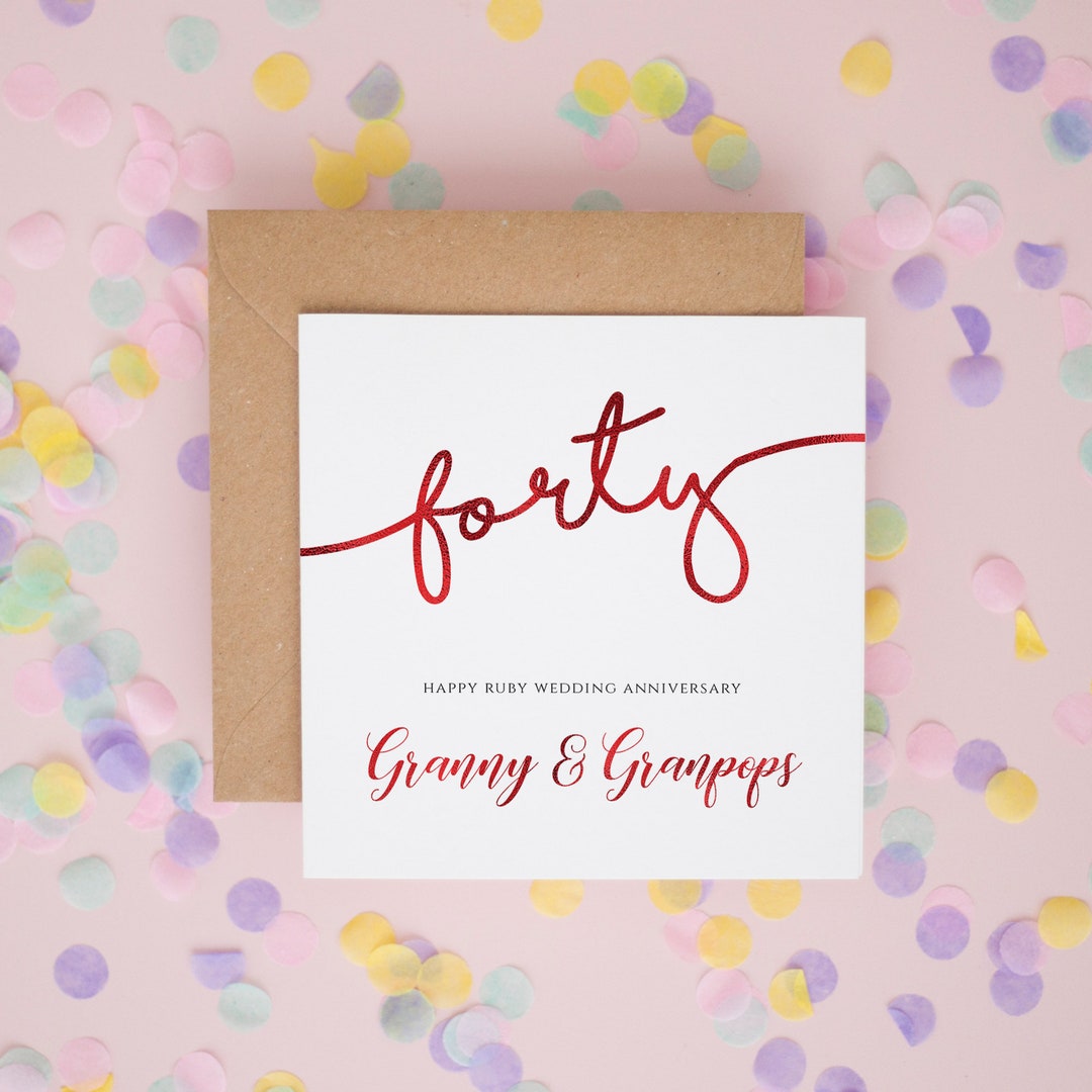 Personalised 40th Wedding Anniversary Card, Ruby Wedding Anniversary ...