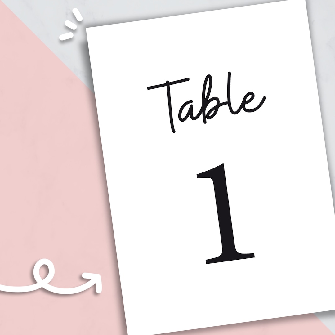 Instant Download, Table Number Cards, Wedding Table Name Cards, PDF ...