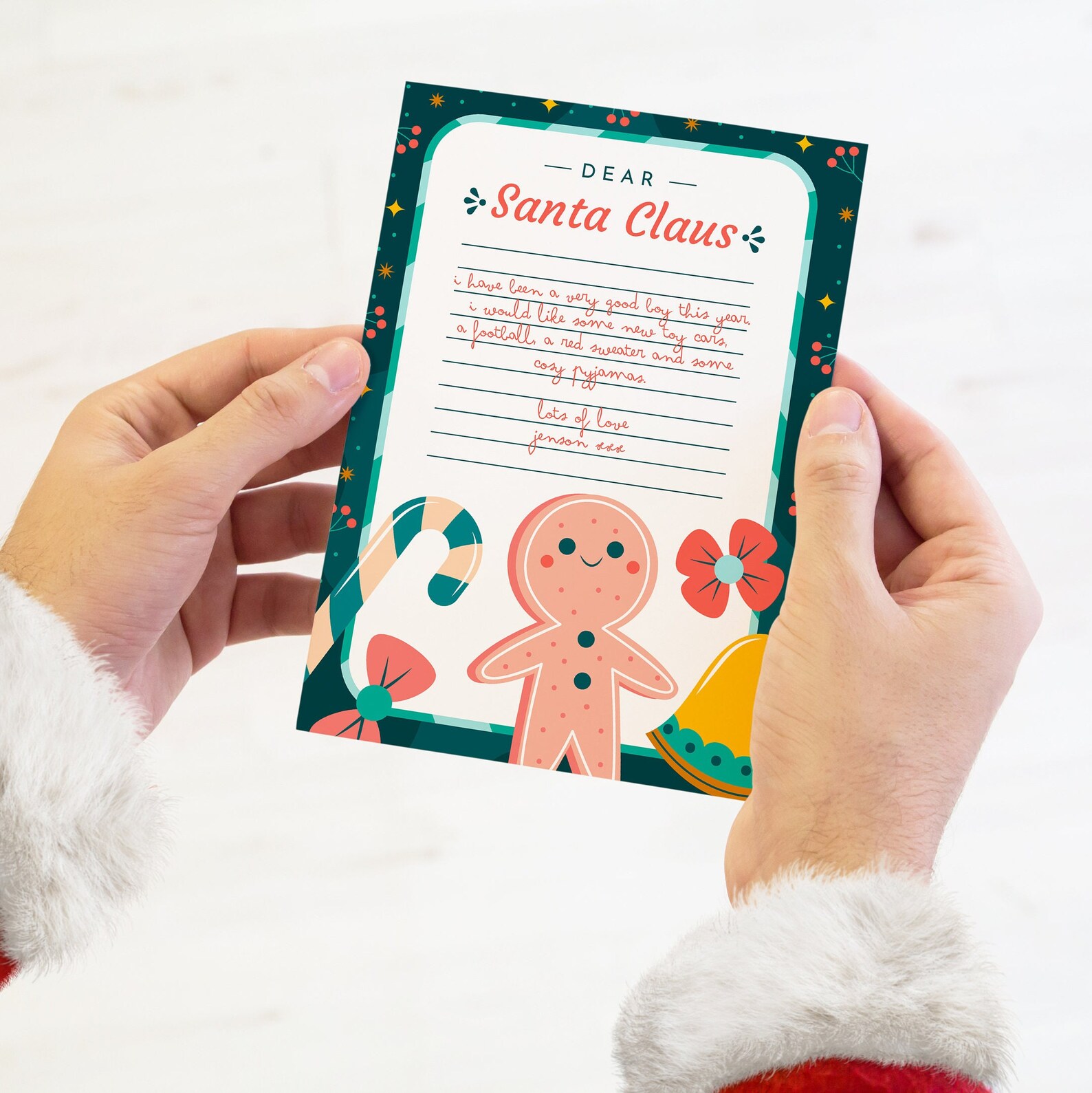 Letter to Santa Printable, Printable Letter to Santa Template, DIY ...