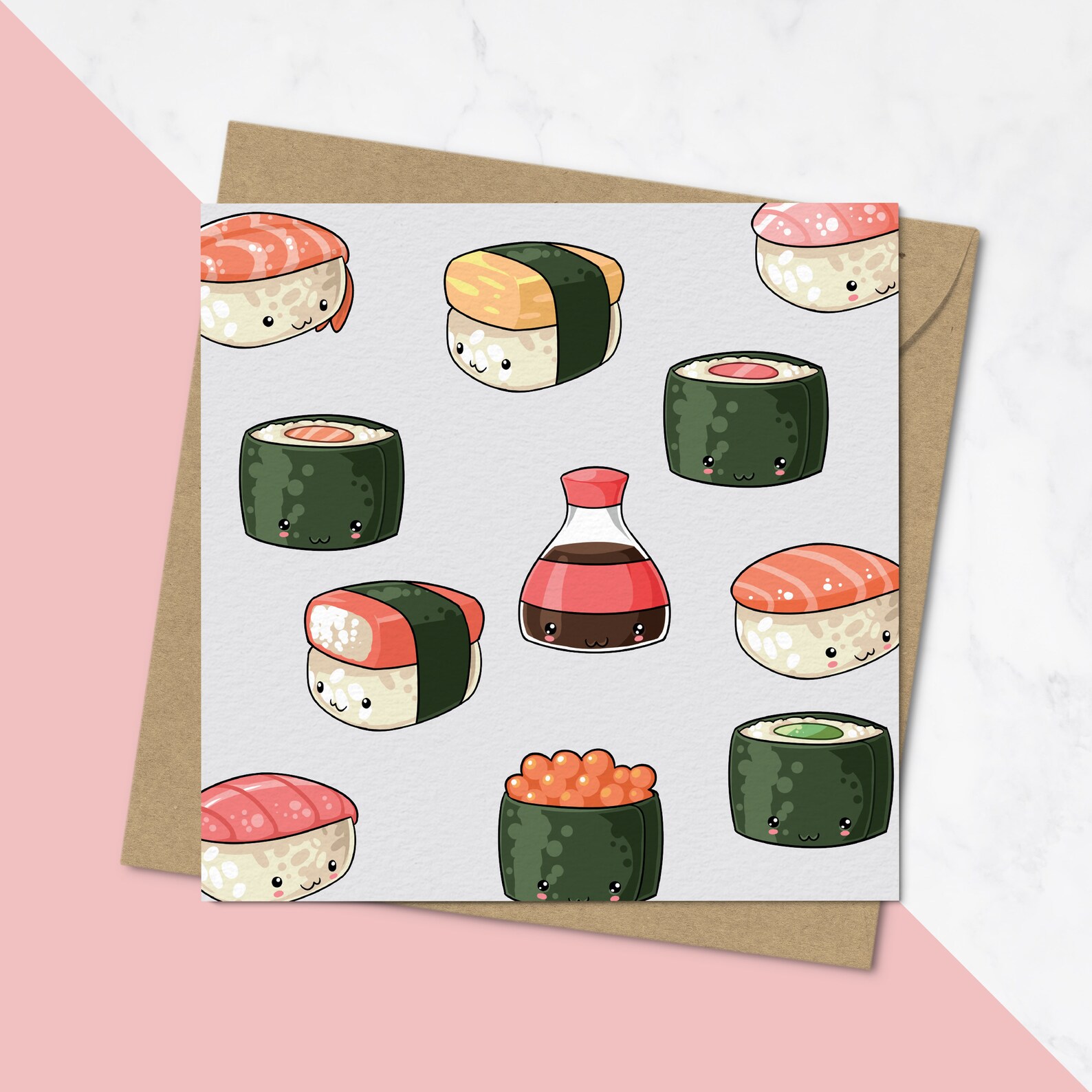 Kawaii Sushi Card Cute Sushi Card Sushi Lover Cards | Etsy