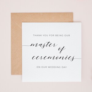 Master of Ceremonies Card, Thank You Wedding Cards, to Our Master of ...