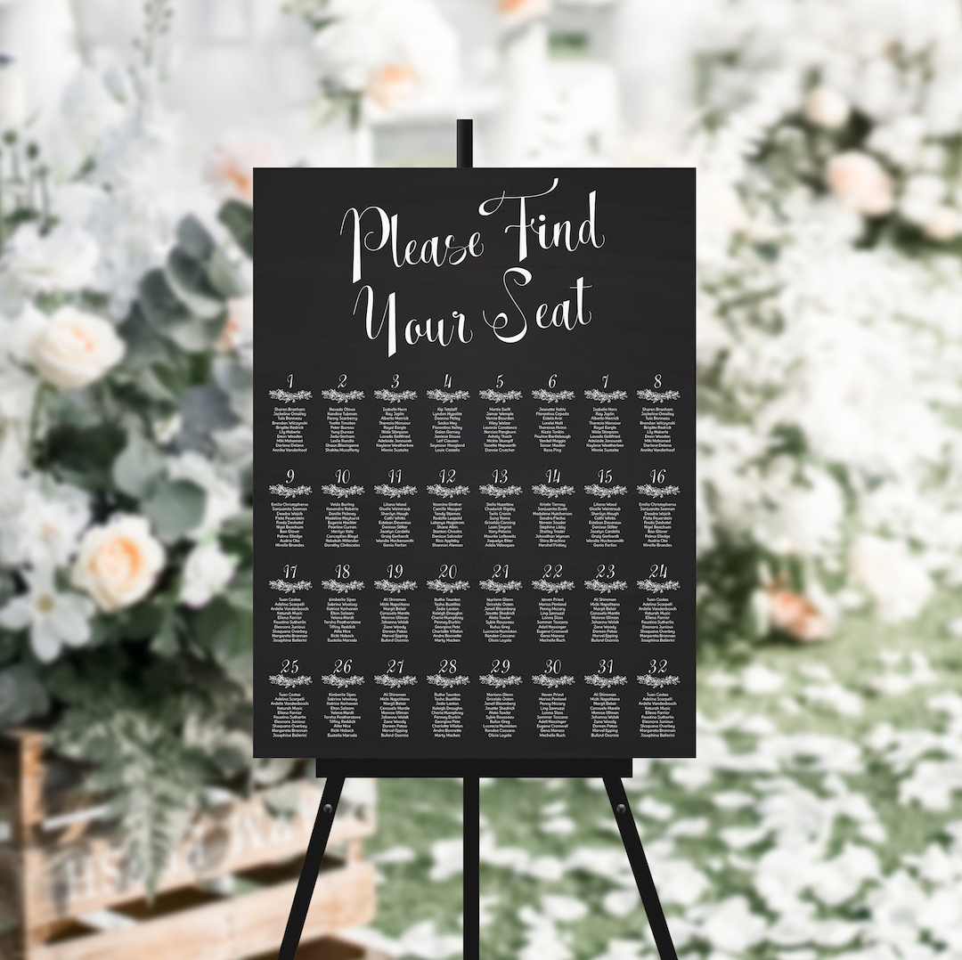 Chalkboard Style, Seating Charts for Easel, Wedding Seating Plan, Foam ...