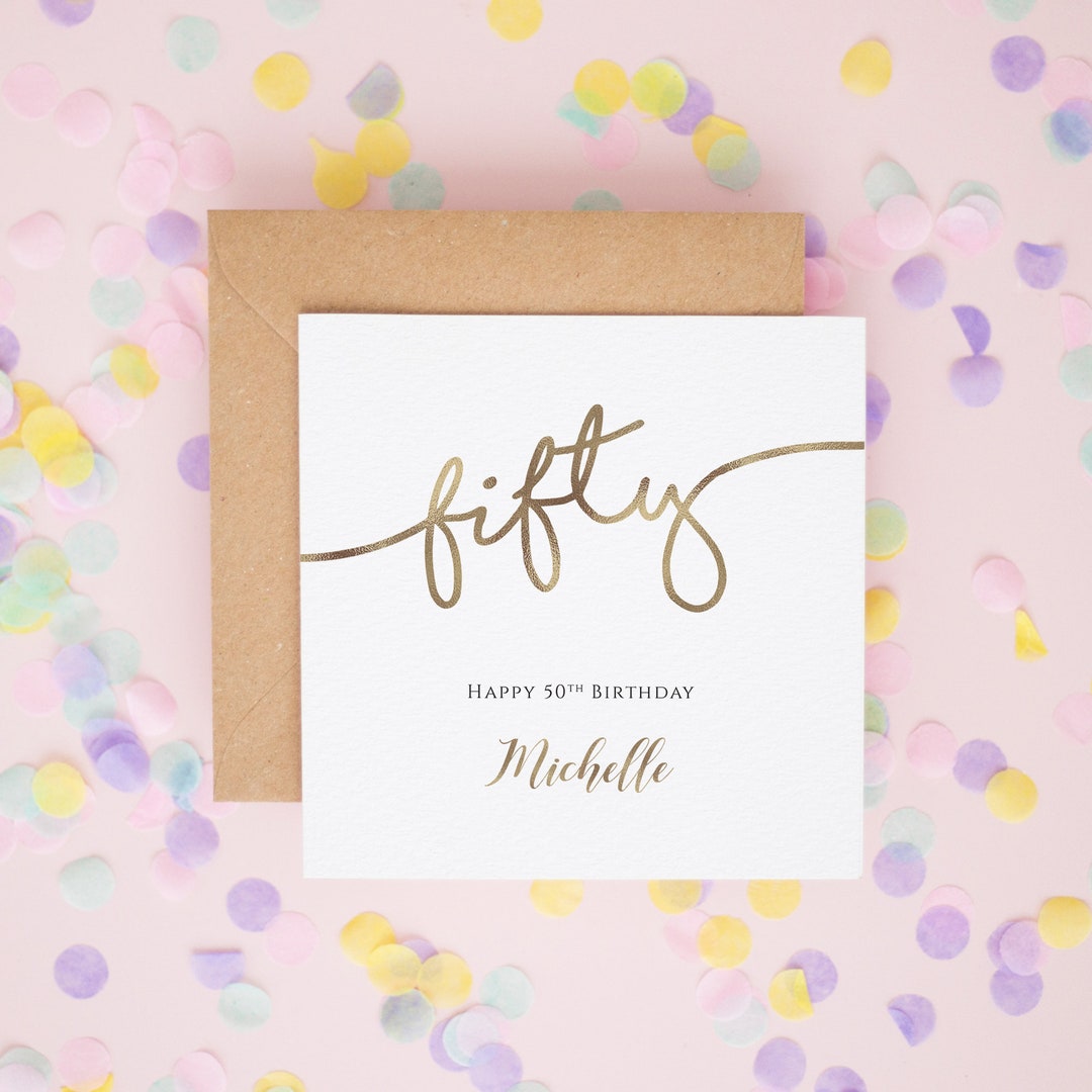 50th Birthday Card, Golden Birthday Card, Personalised 50th Birthday ...