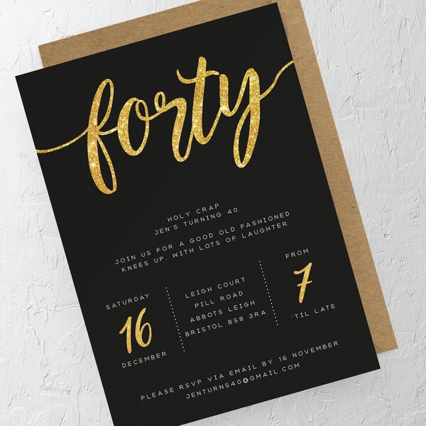 Invitación número 40 personalizada - Etsy España