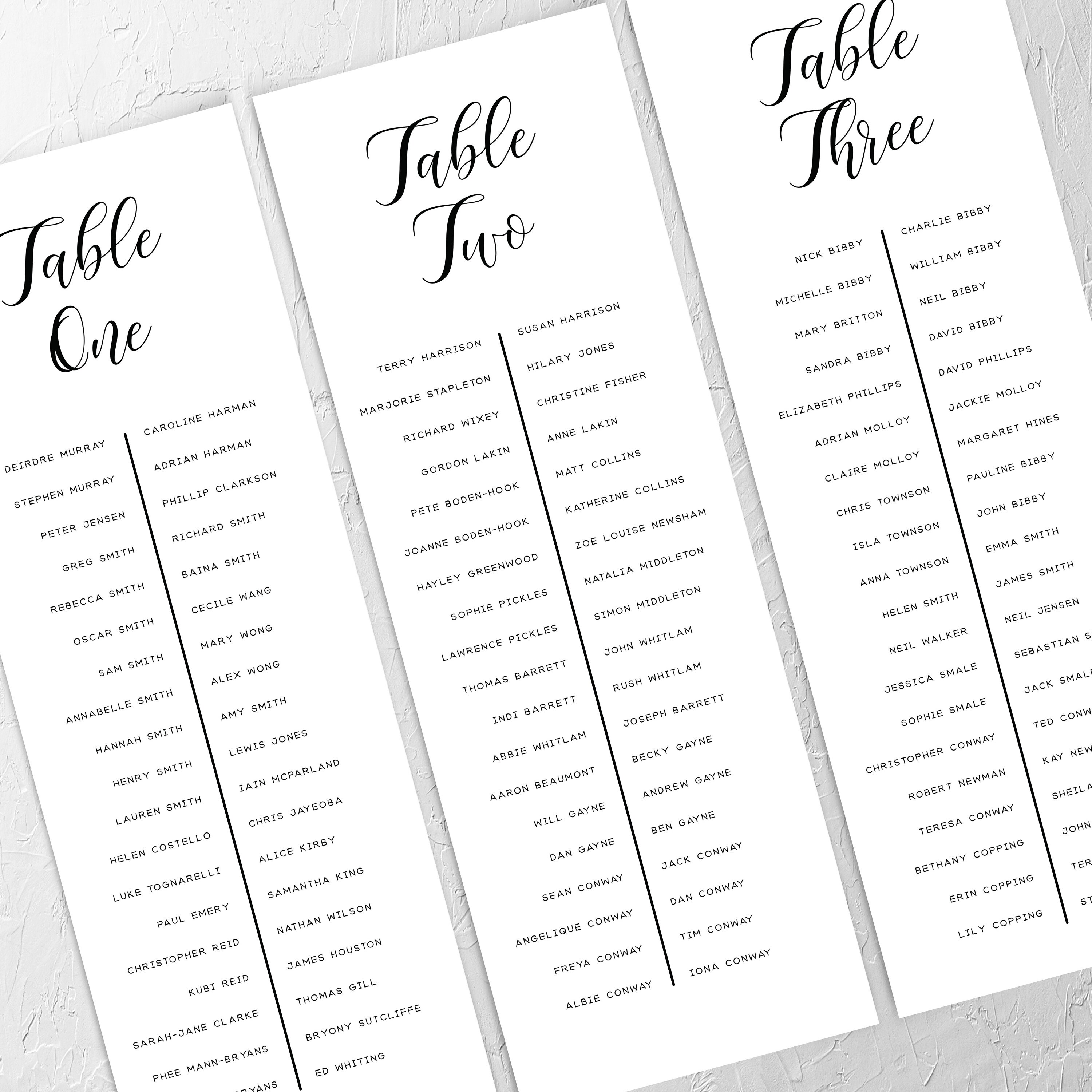 Banquet Table Plan Cards Personalised Seating Plan Card - Etsy
