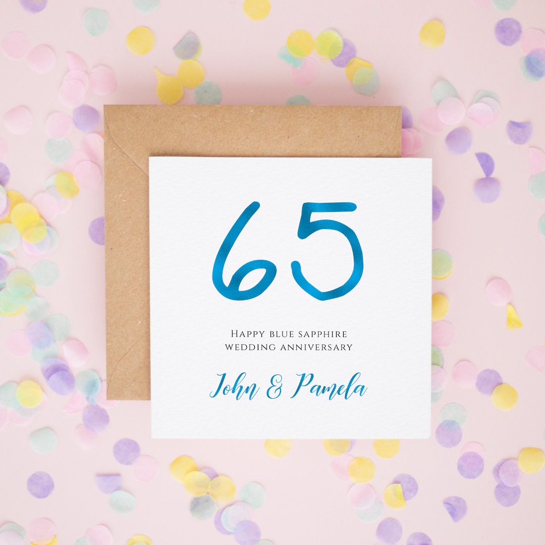 65th Wedding Anniversary Card, Blue Sapphire Wedding Anniversary ...