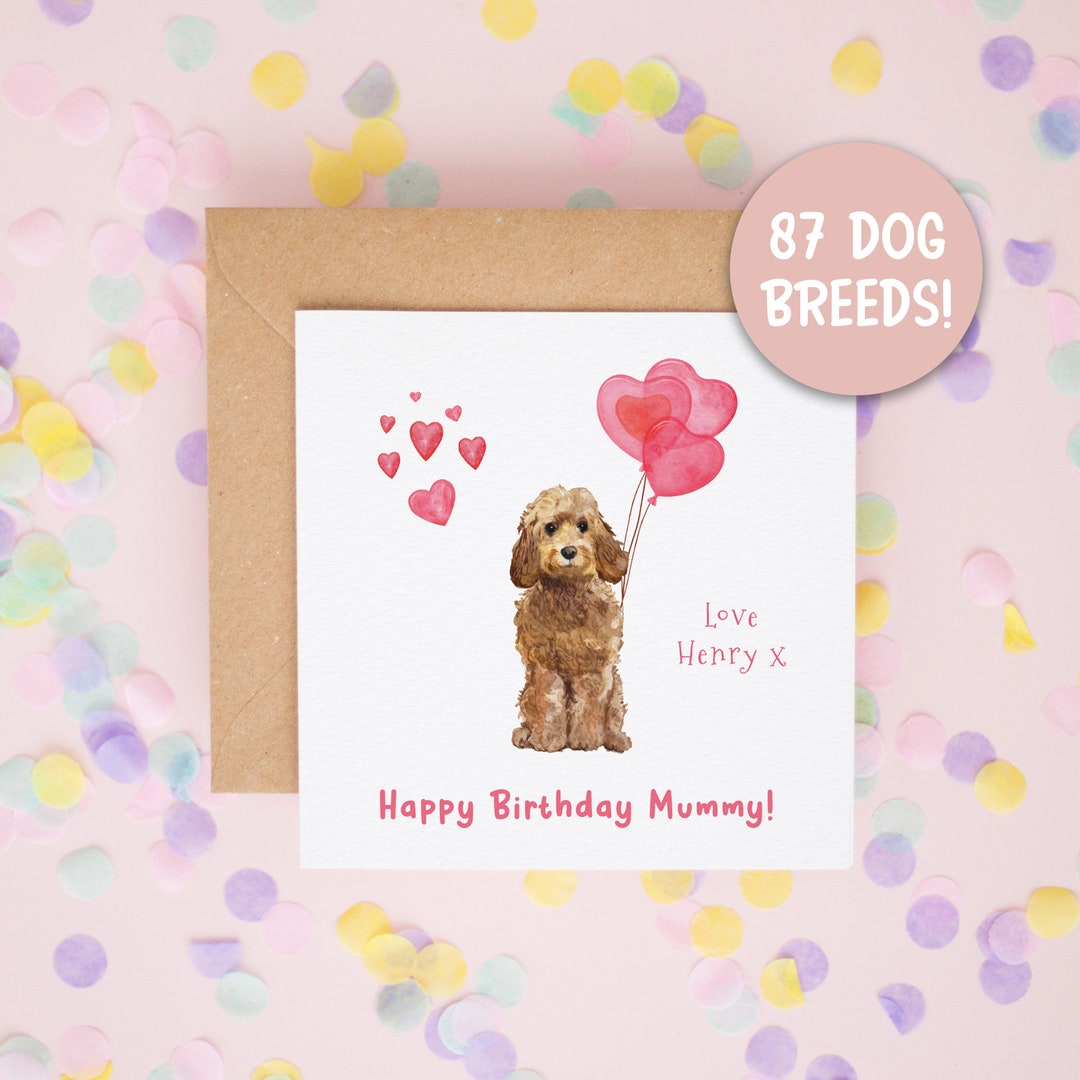 Any Dog Breed Birthday Card, Dog Mum Birthday Card, Happy Valentine's ...