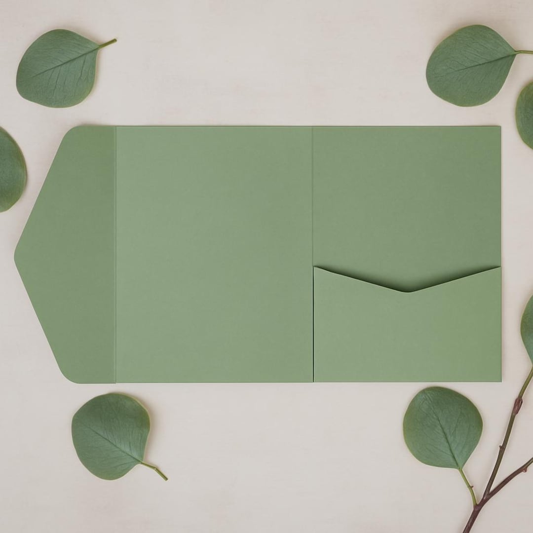 Sage Green 5x7 Pocketfold Envelopes for Wedding Invitations, Tri Fold ...