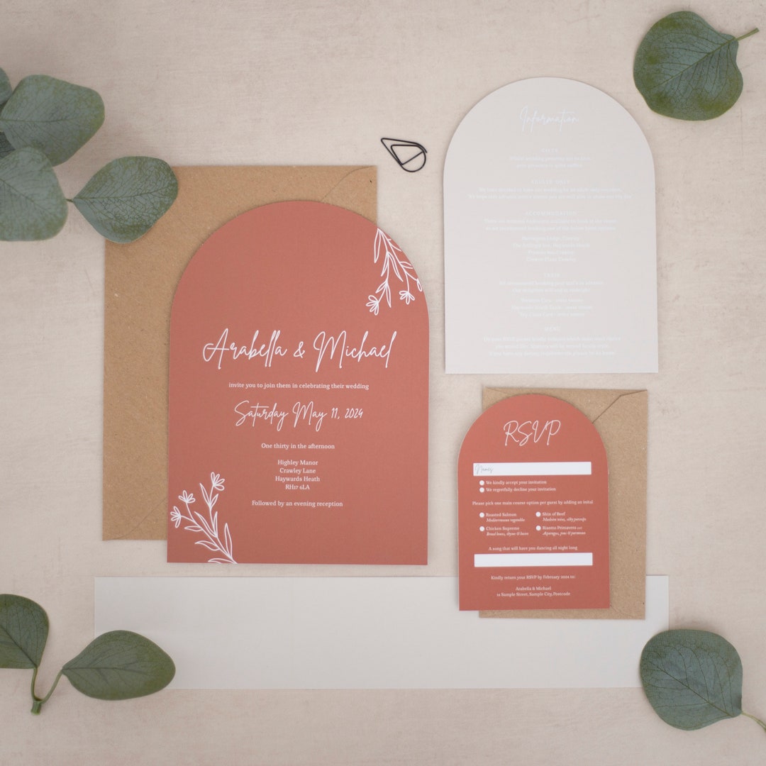 Arched Wedding Invitation Set, Personalised Wedding Invitation Bundles ...