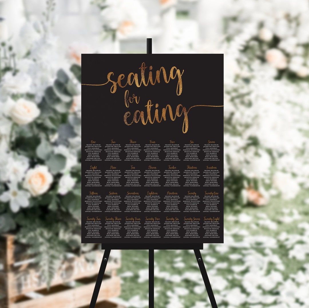 Metallic Gold & Black, Wedding Table Plans, Foam Board Seating Plans ...