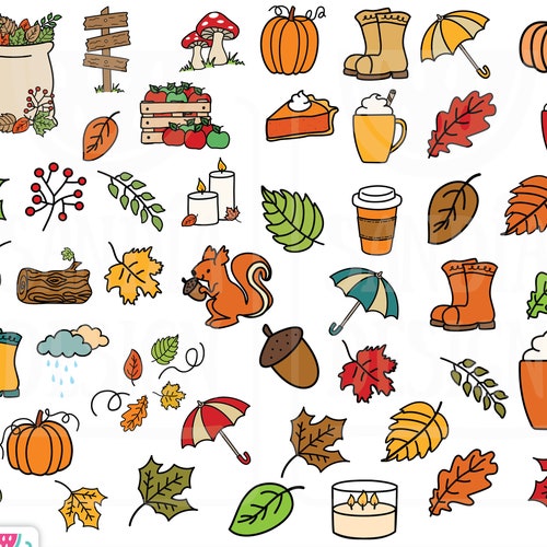 Doodle Fall Clipart. Fall Set. Personal and Comercial Use. - Etsy