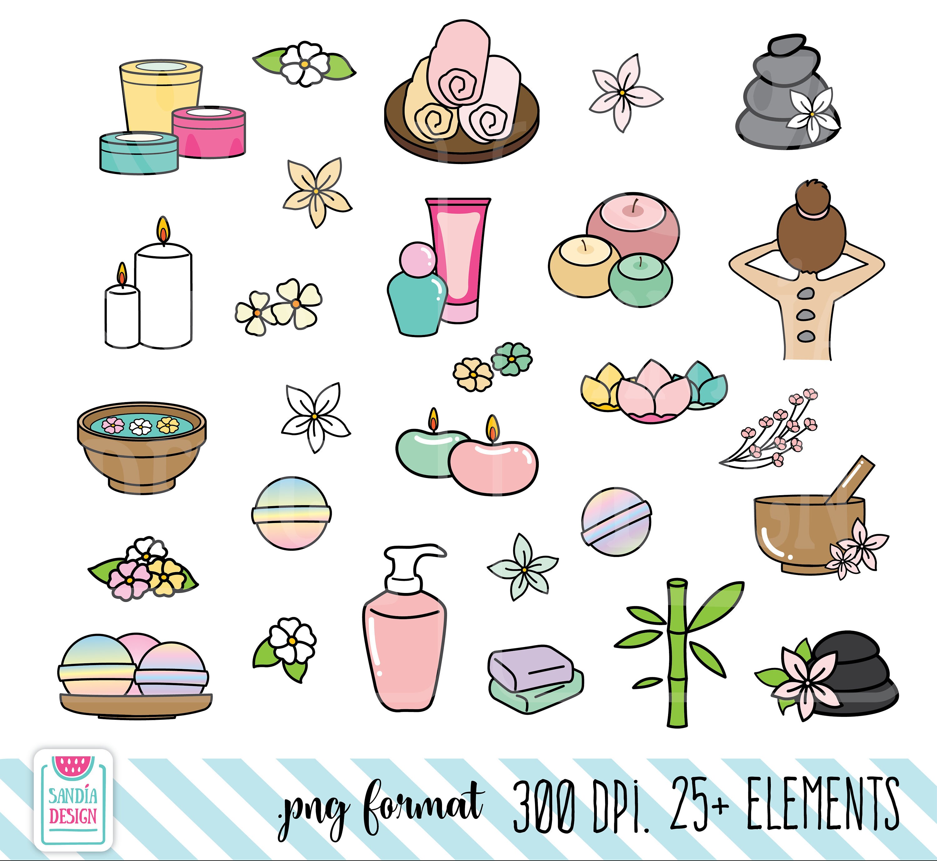 39 Doodle Spa Clipart. Personal and Comercial Use. - Etsy