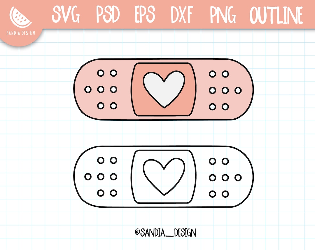 Doodle Band Aids, SVG, PNG, Psd, Outline, Personal and Commercial Use ...