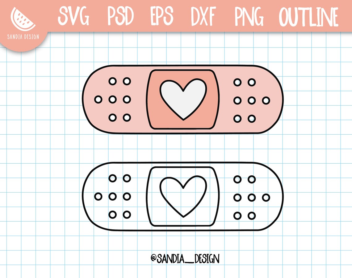 Doodle Band Aids SVG PNG Psd Outline Personal and - Etsy