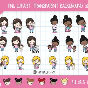 Chibi, Mom Life, Chibi Mom, Mom With a Girl, Girls Bundle Clipart, All ...