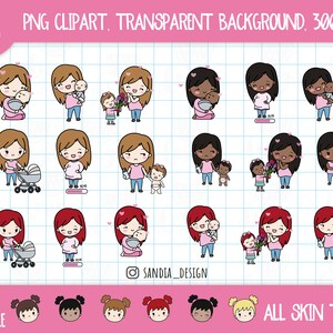 Chibi, Mom Life, Chibi Mom, Mom With a Girl, Girls Bundle Clipart, All ...
