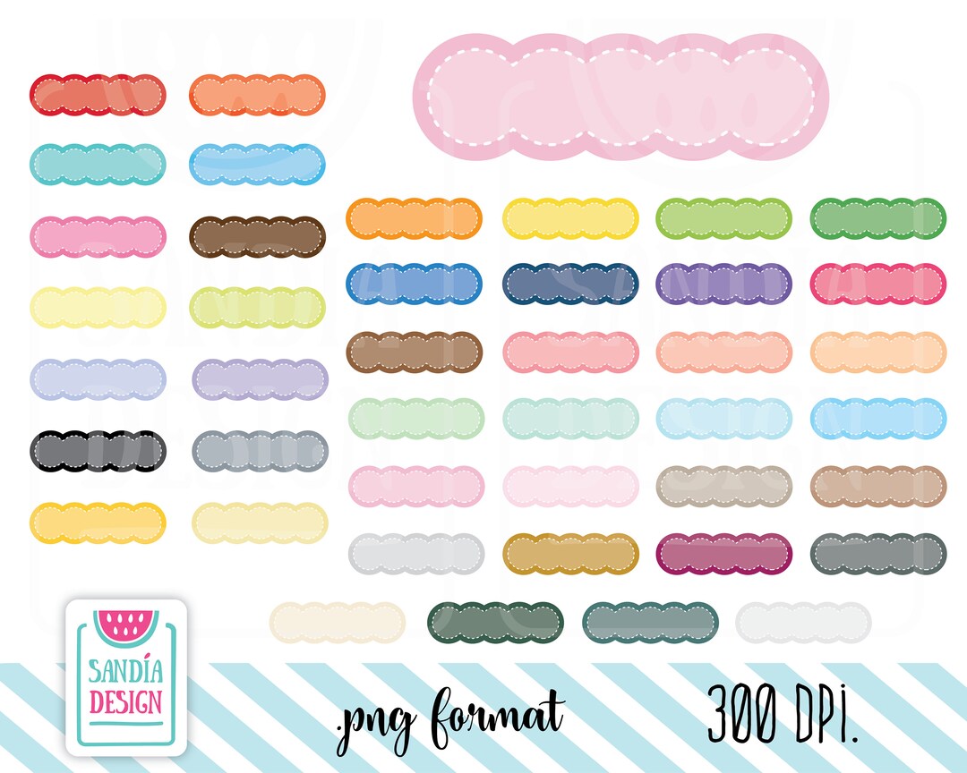 42 Stitched Quarter Box Scallop Clipart. Personal and Commercial Use ...