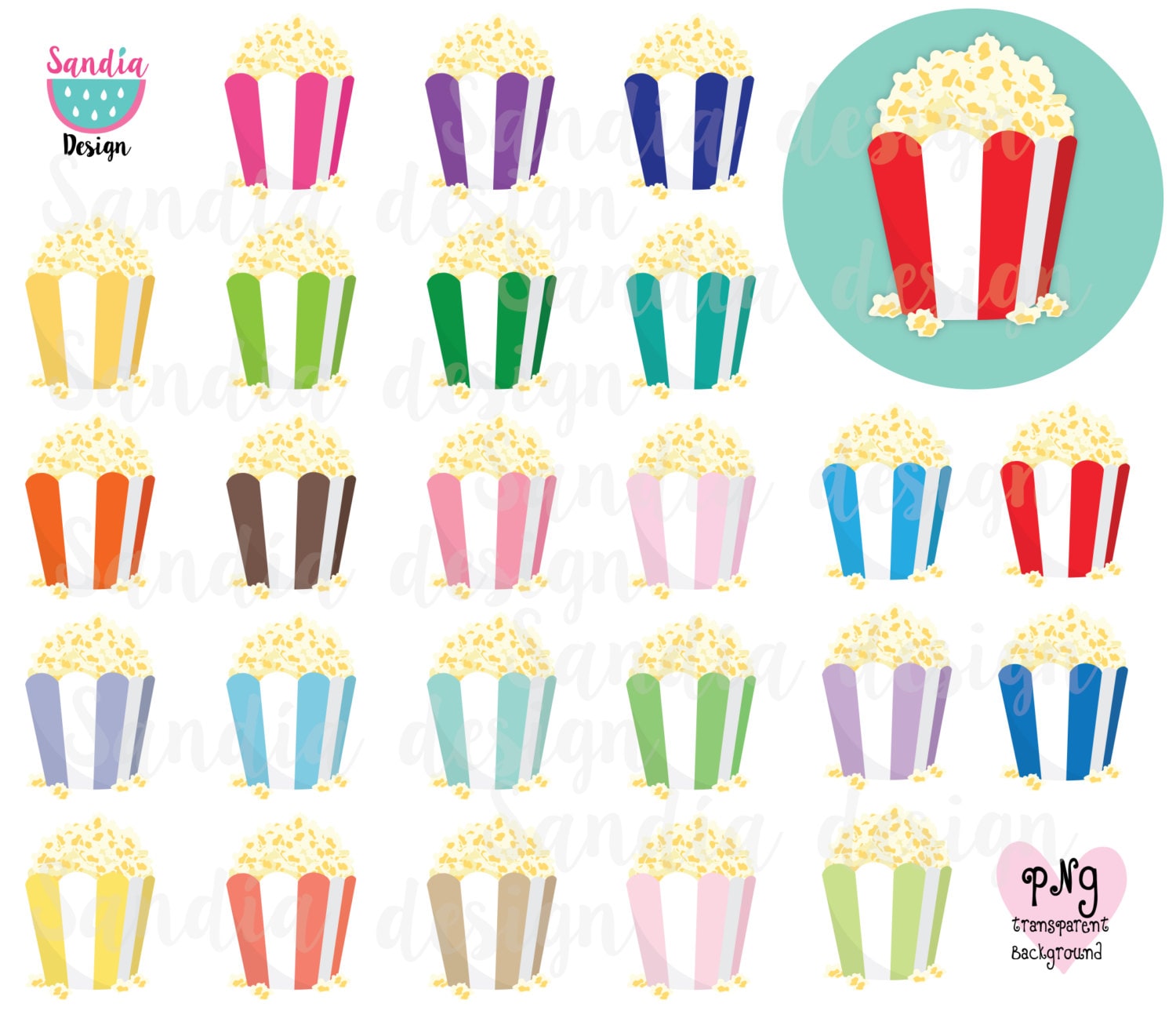 24 Pop Corn clipart images. Movie time clipart personal and | Etsy