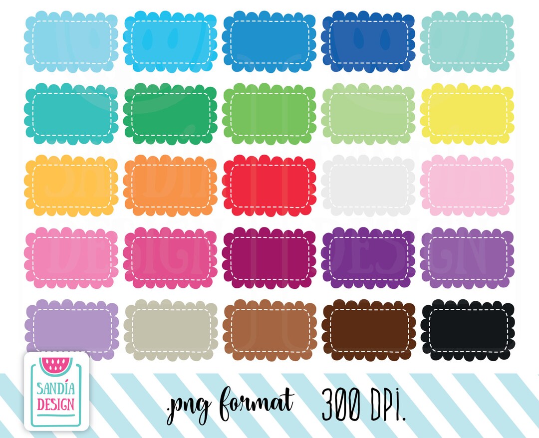 25 Doodle Scalloped Rectangle Clipart. Personal and Commercial Use. - Etsy
