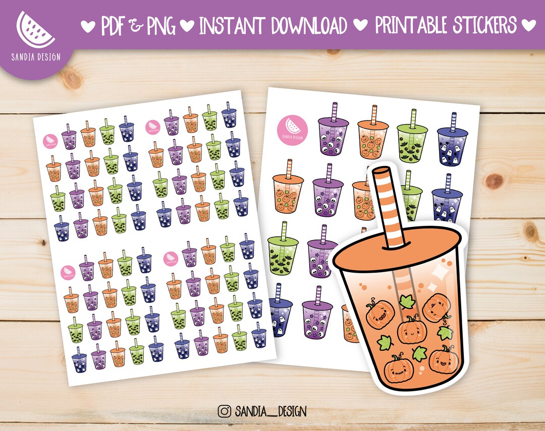 Printable Stickers Sheet, Printable Planner Stickers. Soopky Boooba Tea ...