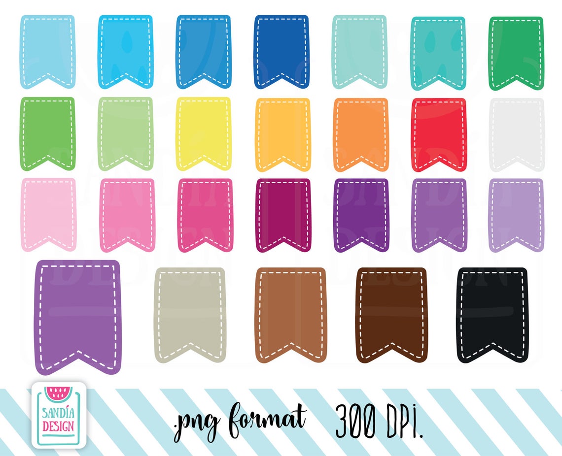 25 Doodle Stitched Flags Clipart. Personal and Comercial Use. - Etsy