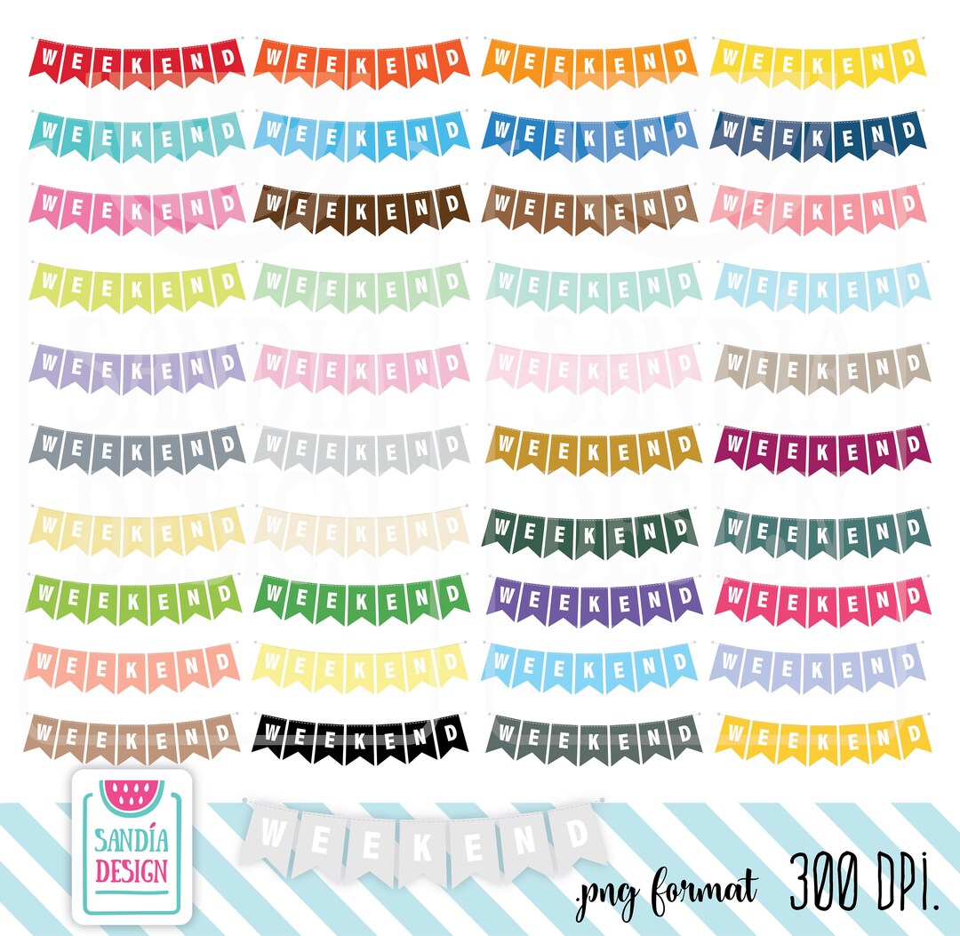 Weekend Clipart Banner. Personal and Commercial Use. - Etsy