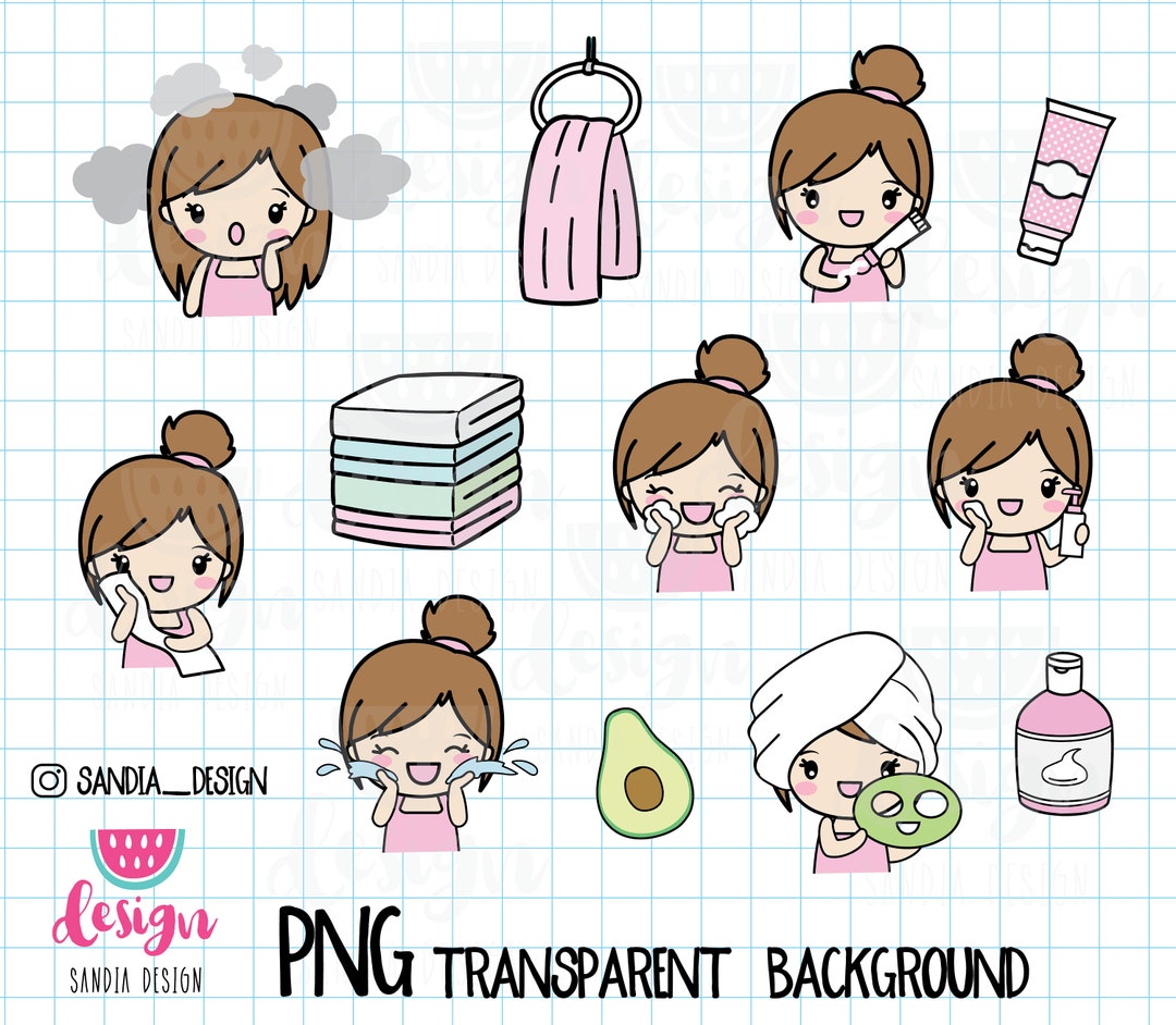 Self Care Clipart, Self Care Clip Art, Chibi Girl Sticker, Chibi, Chibi ...