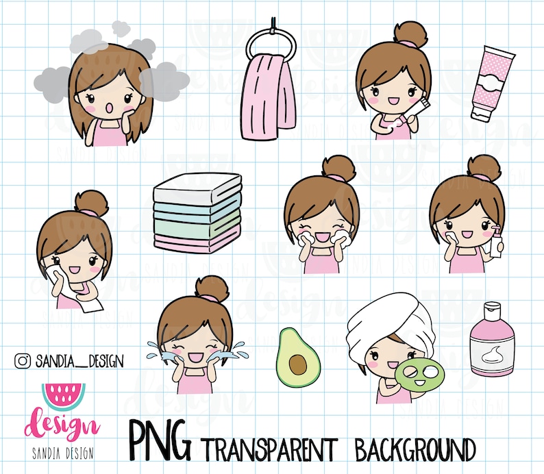 Self Care Clipart, Self Care Clip Art, Chibi Girl Sticker, Chibi, Chibi ...
