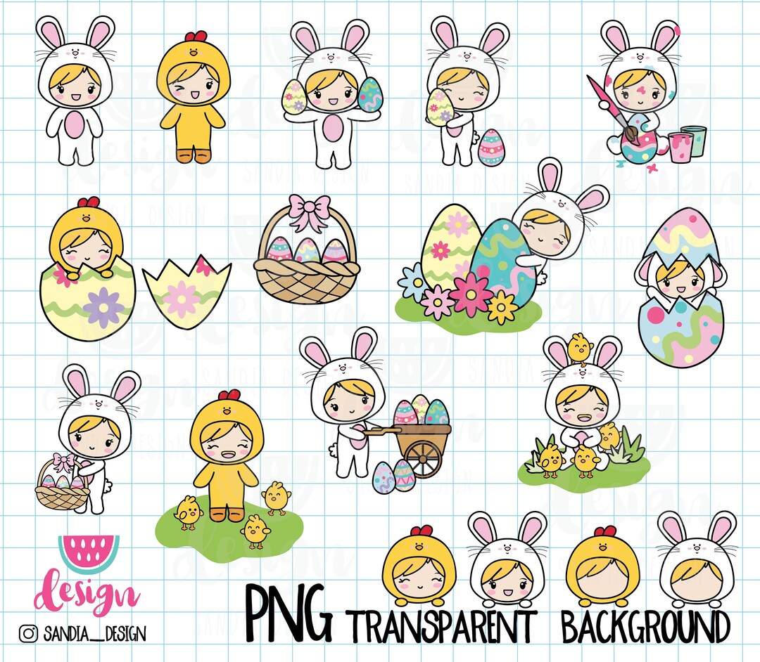Blond Girl Clipart, EASTER, Chibi Girl Sticker, Chibi, Chibi Girls ...