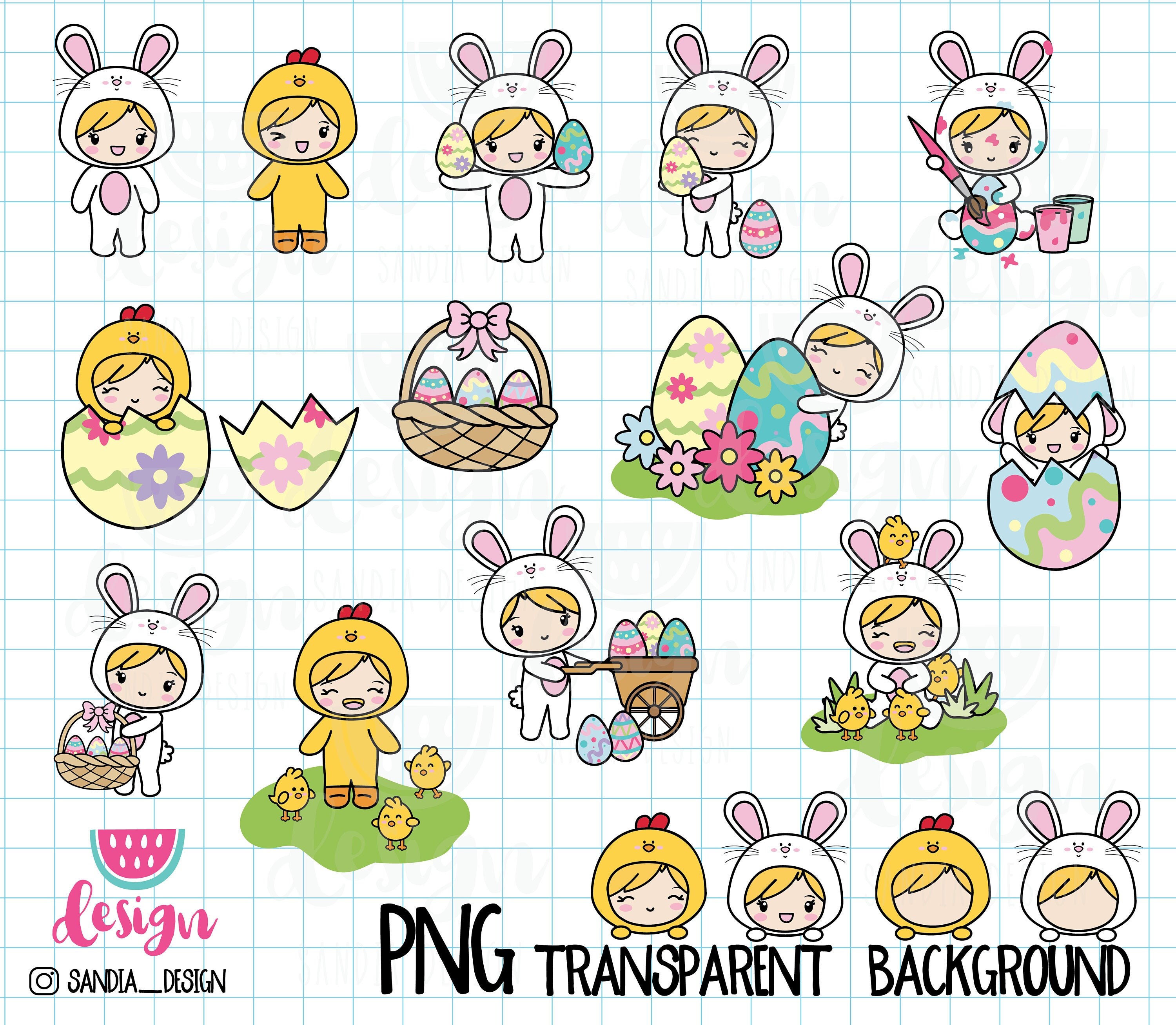 Blond Girl Clipart EASTER Chibi Girl Sticker Chibi Chibi | Etsy