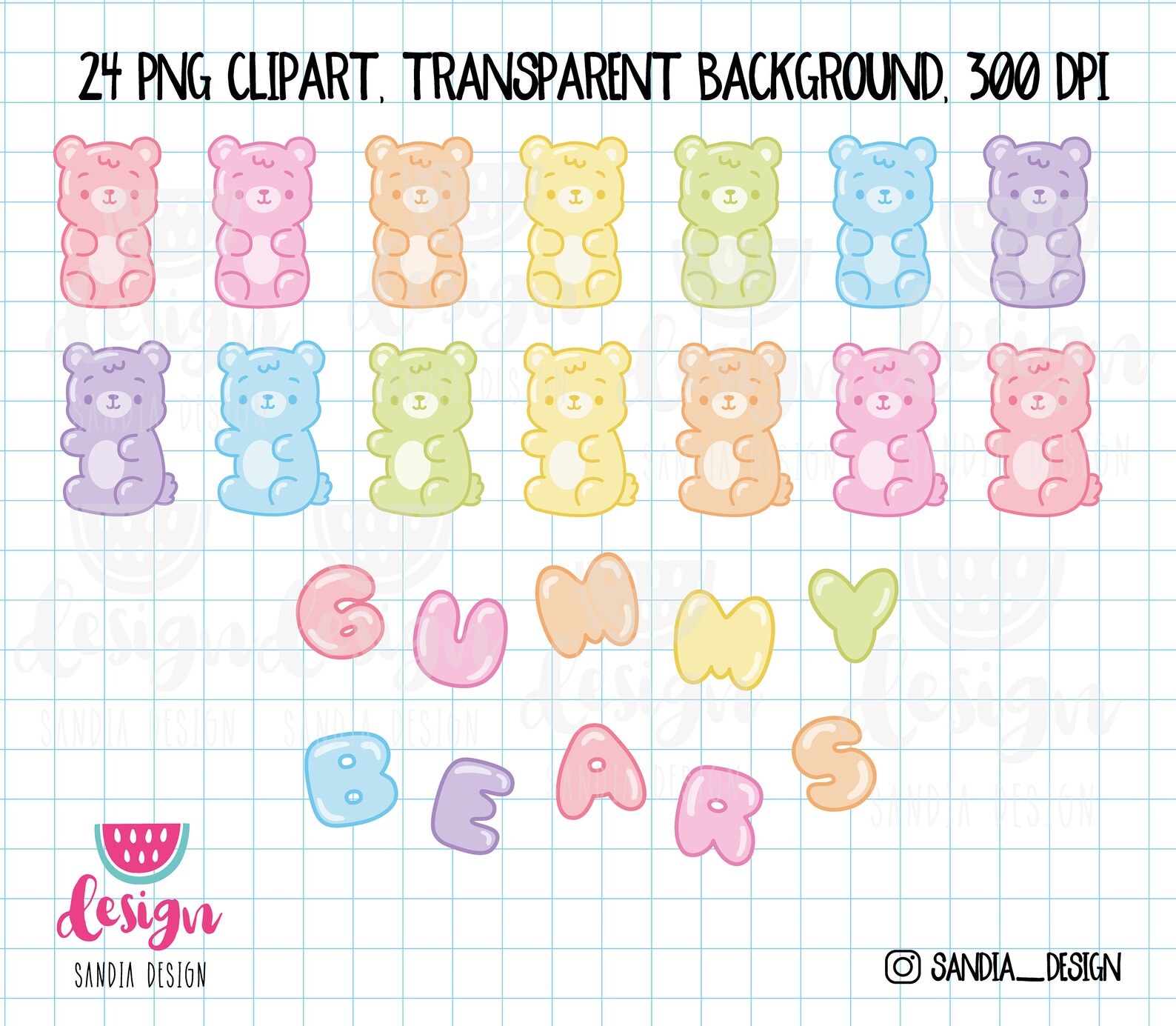 Gummy Bears Clipart Set. Personal and Comercial Use. - Etsy