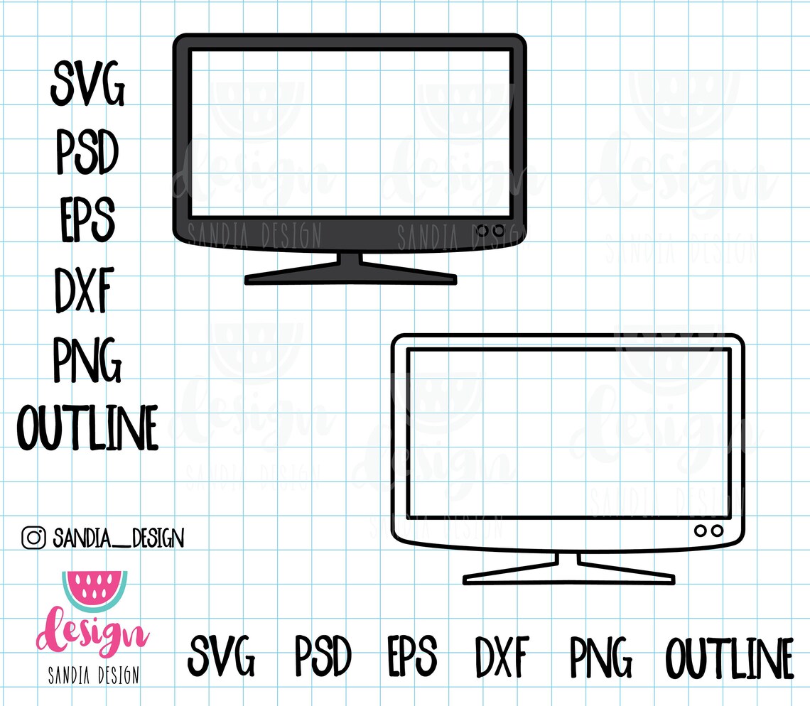 Doodle Television TV Clipart SVG PNG Psd Outline - Etsy