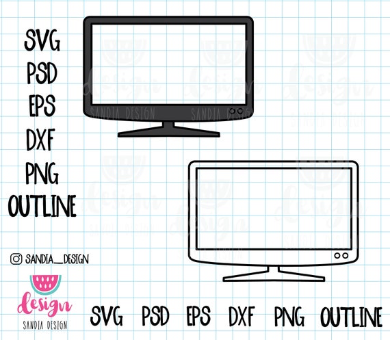 Doodle Television TV Clipart SVG PNG Psd Outline | Etsy UK
