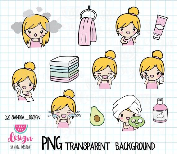 Self care clipart Self care clip art Chibi girl sticker | Etsy