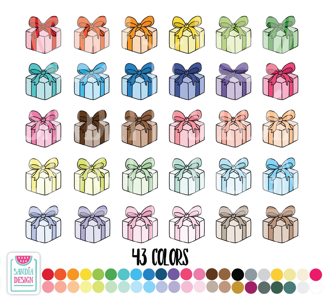 Doodle Birthday Gift Clipart. Personal and Comercial Use. - Etsy