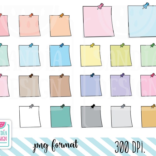 20 Doodle Sticky Note Pin Clipart. Personal and Comercial - Etsy