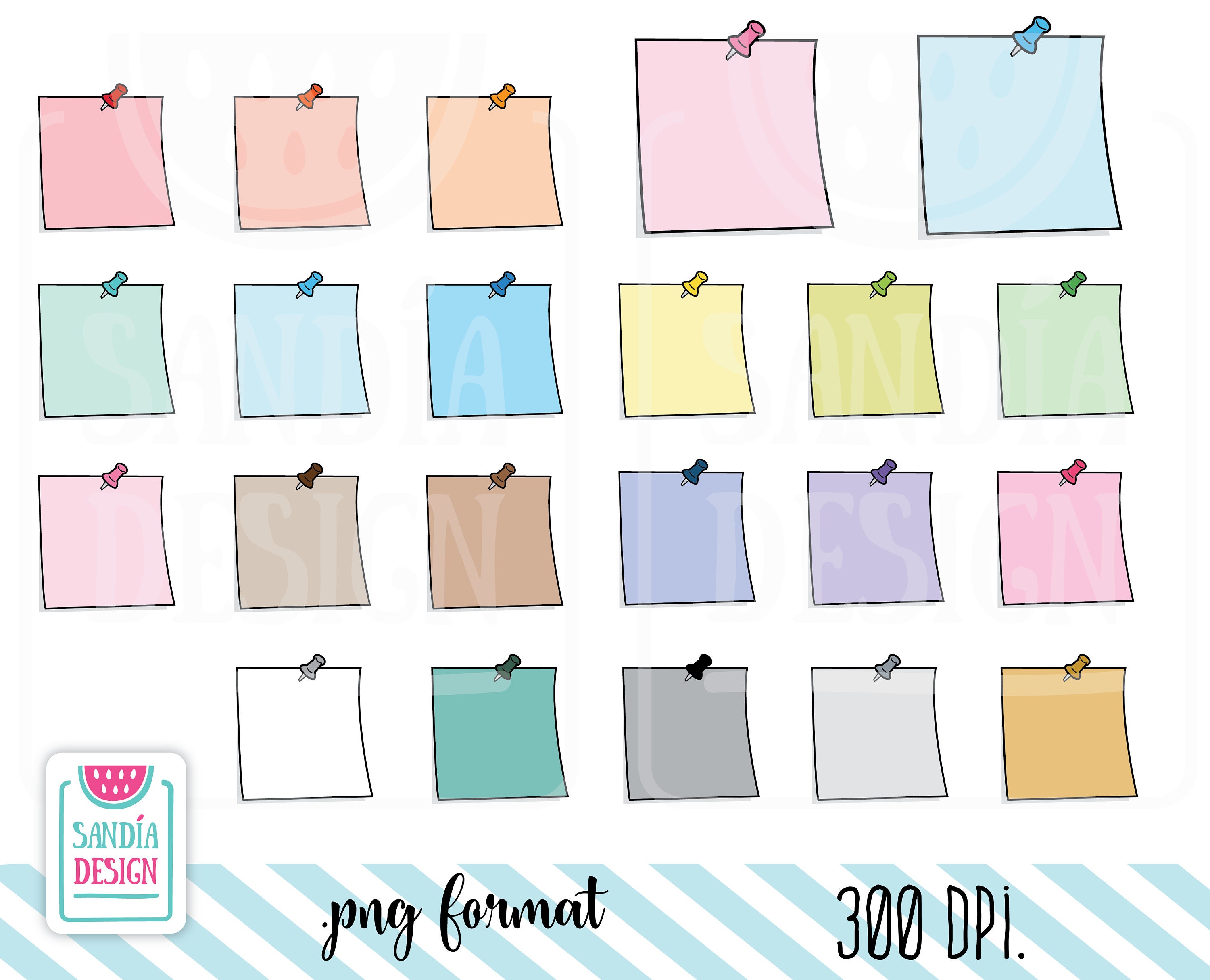 20 Doodle Sticky Note Pin Clipart. Personal and comercial | Etsy