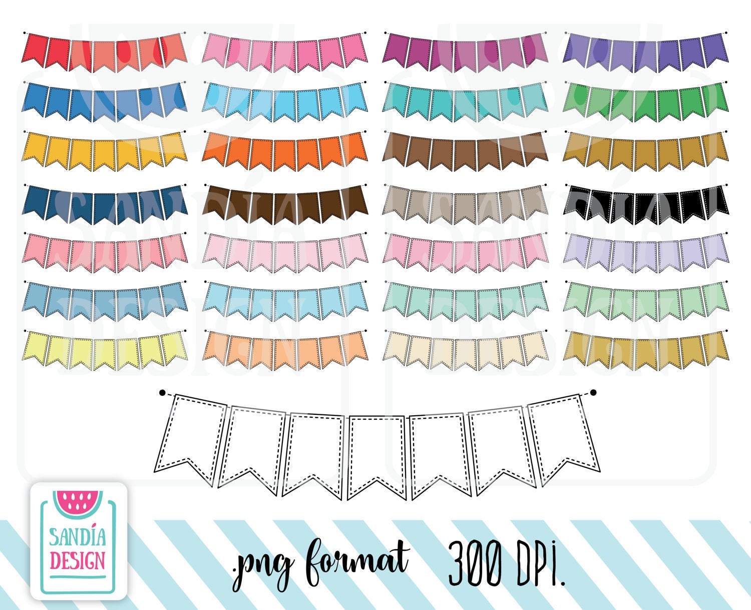 45 Doodle Stitched Banner Clipart. Personal and comercial use. | Etsy