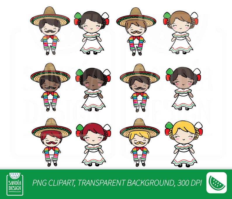 Mexican National Holidays Clipart Chibi Girl Fiestas - Etsy