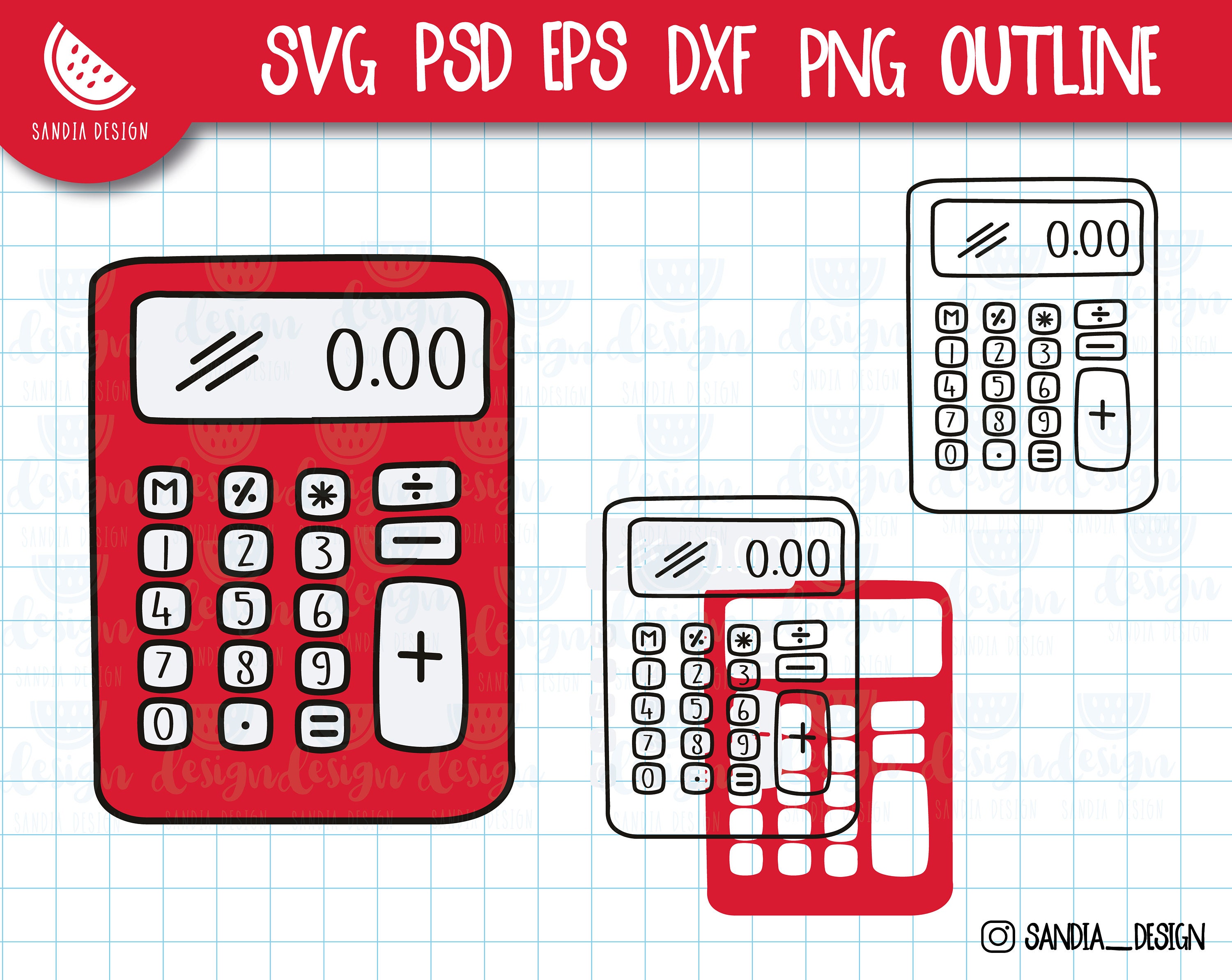 Doodle Calculator SVG PNG PSD Outline Personal and | Etsy