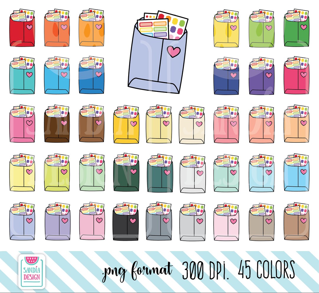 45 Doodle Happy Mail Clipart. Envelope Clipart. Personal and Commercial ...