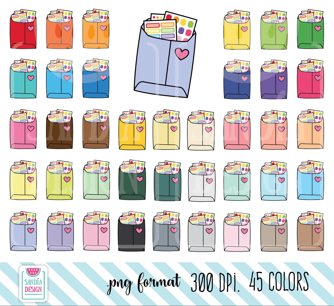 45 Doodle Happy Mail Clipart. Envelope Clipart. Personal and Commercial ...