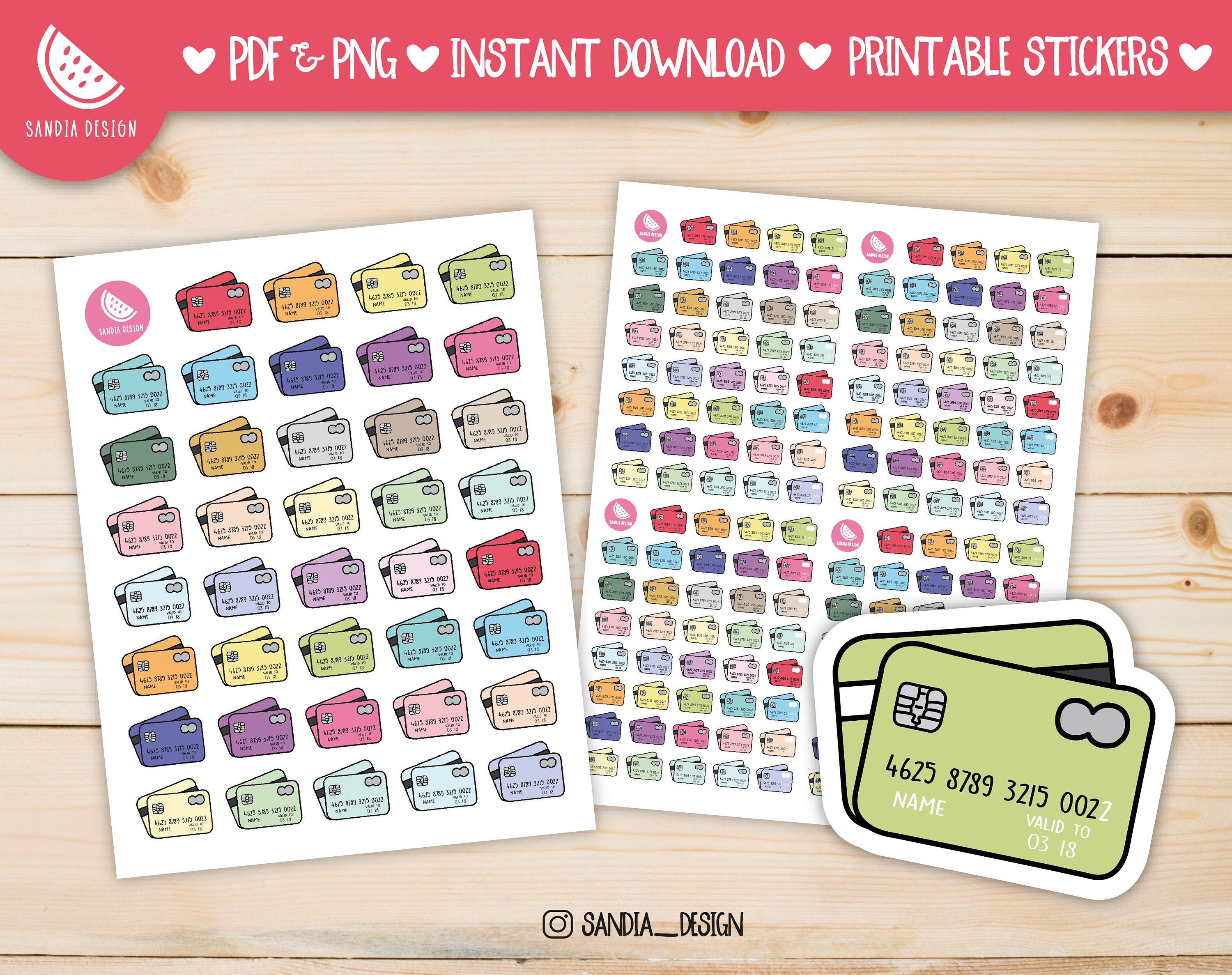 Printable Stickers Sheet, Printable Planner Stickers. Doodle Credit ...