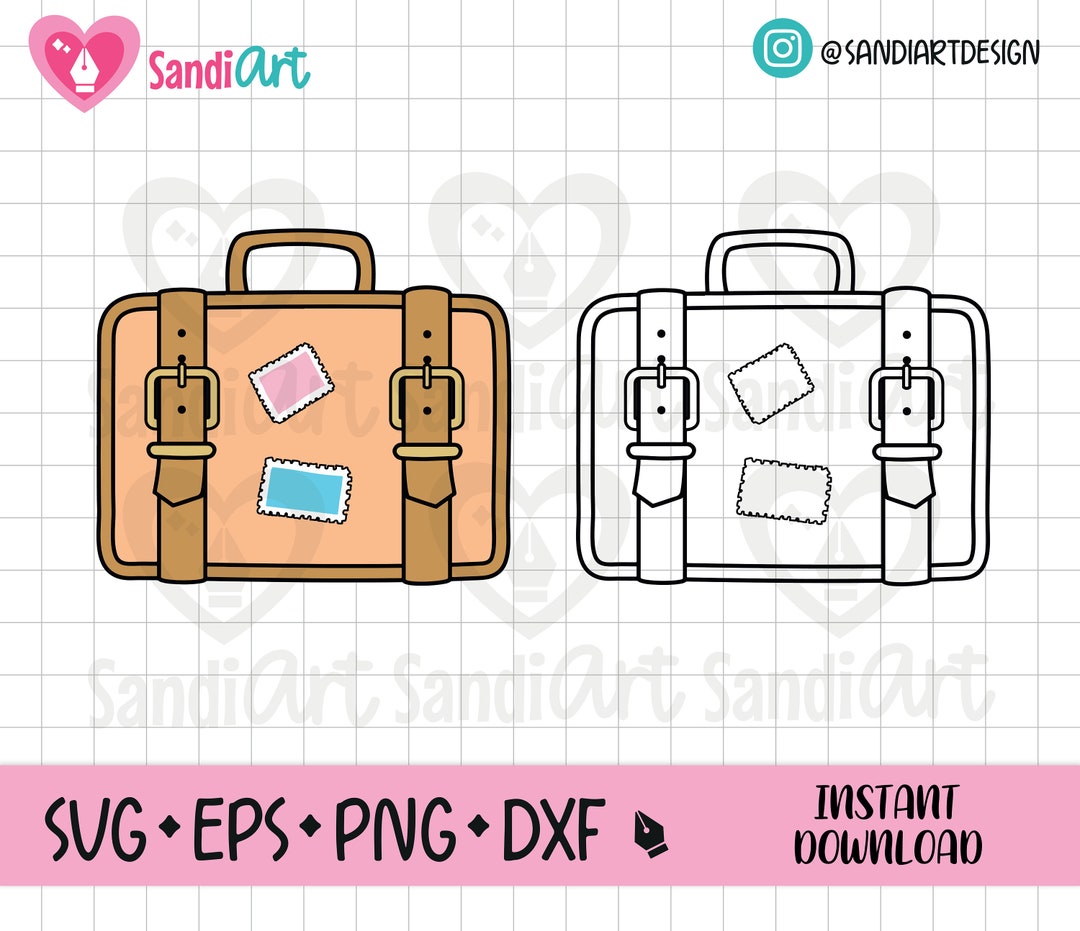 Doodle Suitcase, EPS, SVG, PNG, Dxf, Outline, Personal and Commercial ...