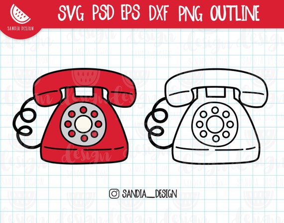 Doodle Retro Telephone SVG PNG PSD Outline Personal and - Etsy